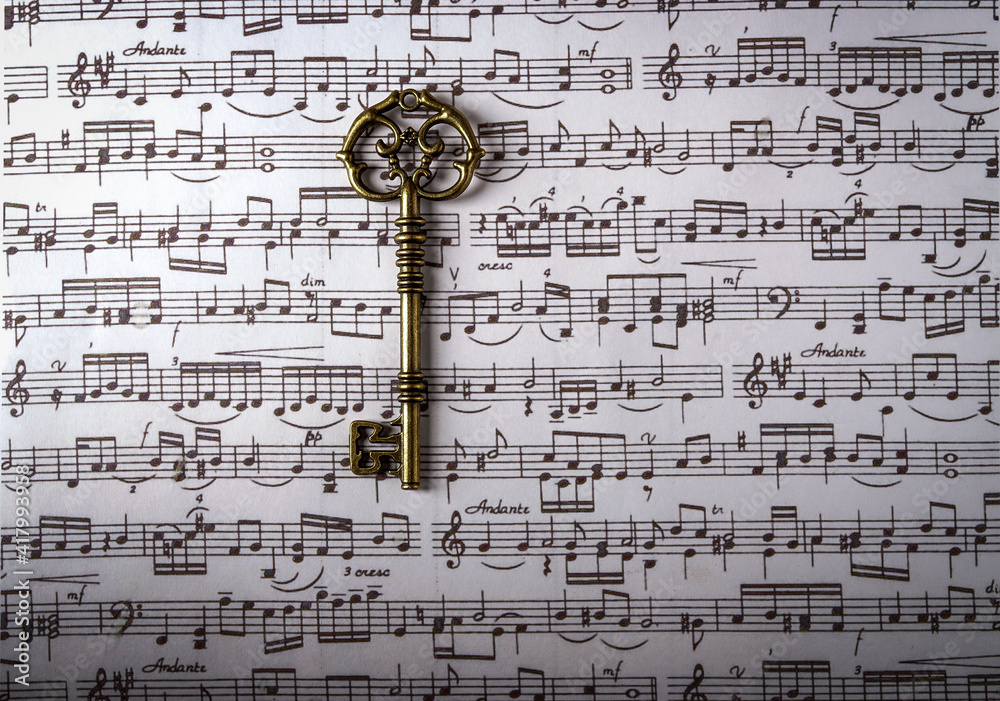 Key shapes making a abstract background using bronze antique keys layed ...