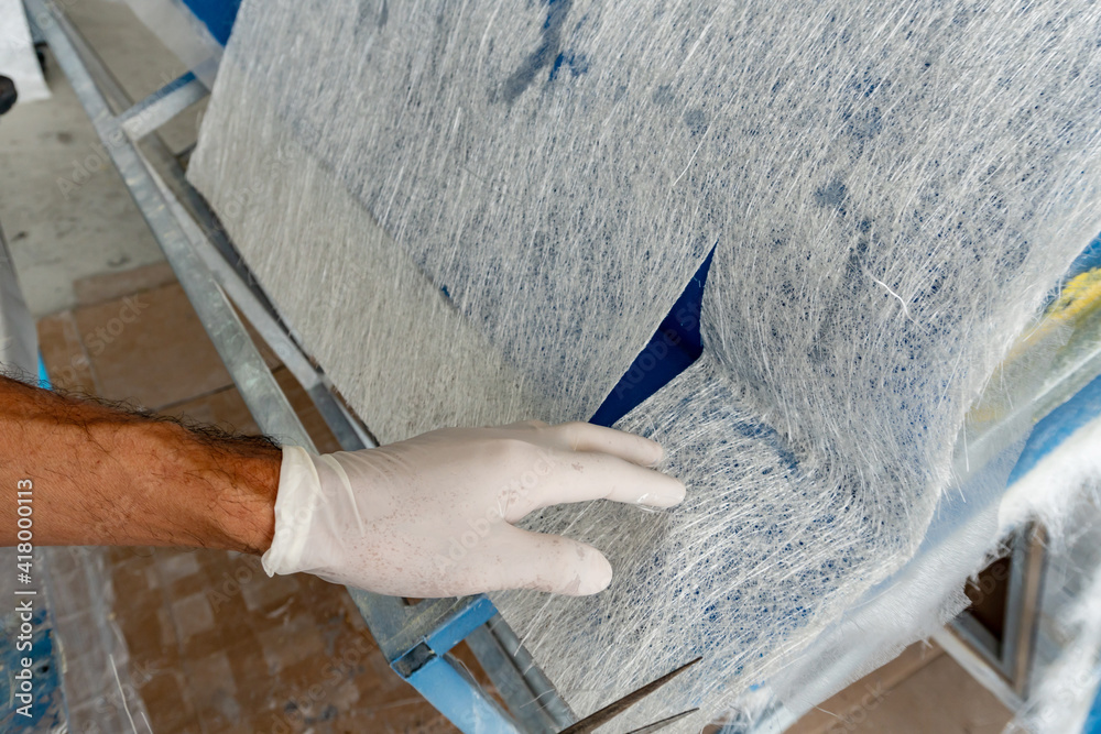 glass fiber material lamination lay up lining coating and repair Stock ...
