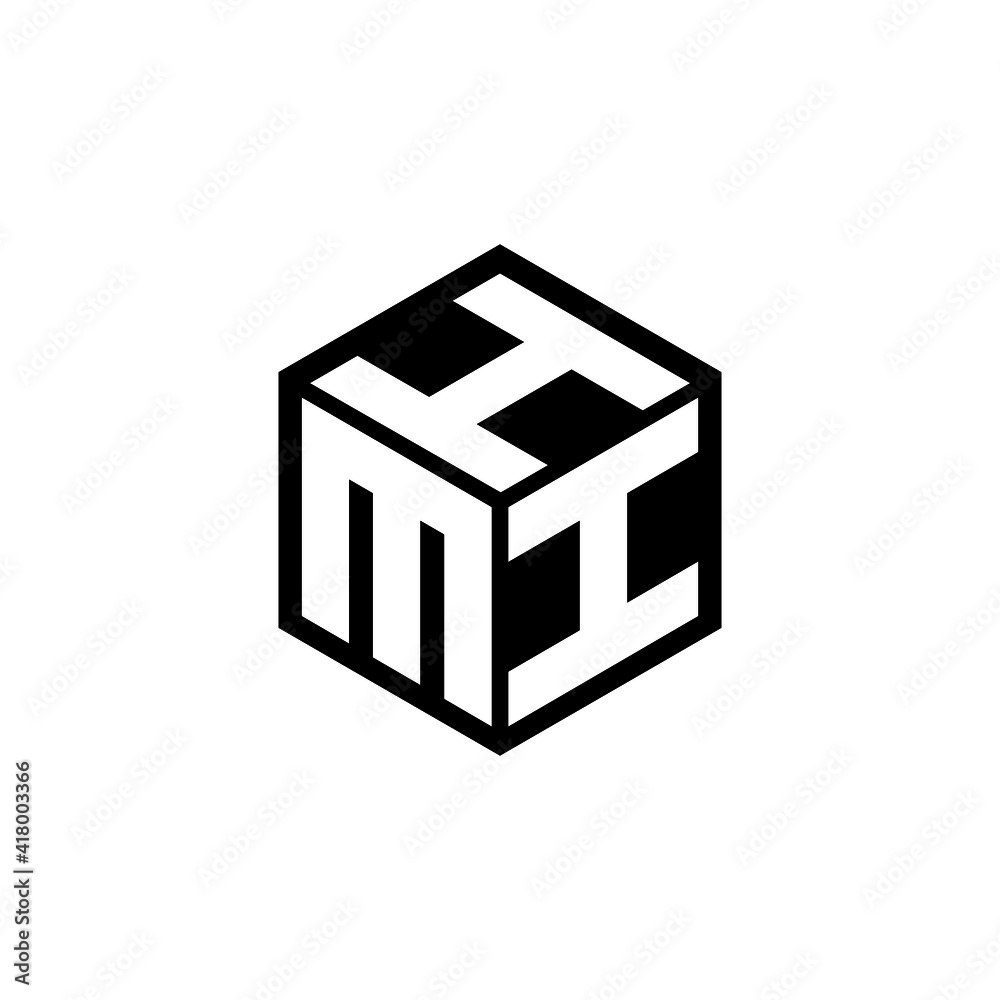 MIH letter logo design with white background in illustrator, cube logo ...
