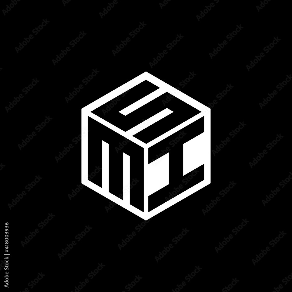 MIS letter logo design with black background in illustrator, cube logo, vector logo, modern ...