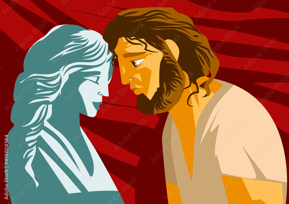 Pygmalion and galatea living statue mythology greek myth Stock Vector ...