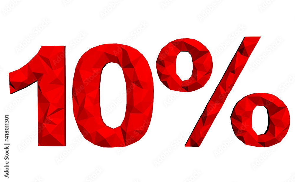 ten percent red numbers crumpled paper effect Stock Illustration ...