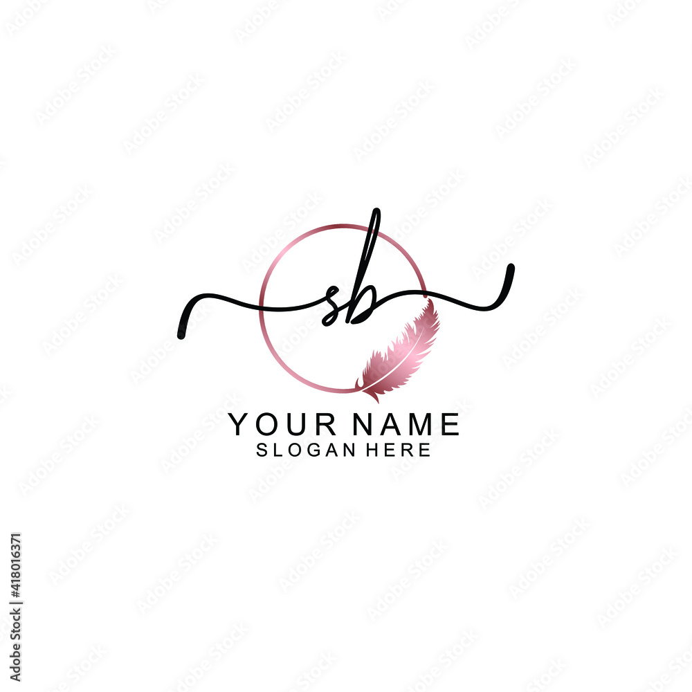 Letter SB Beautiful handwriting logo Stock Vector | Adobe Stock