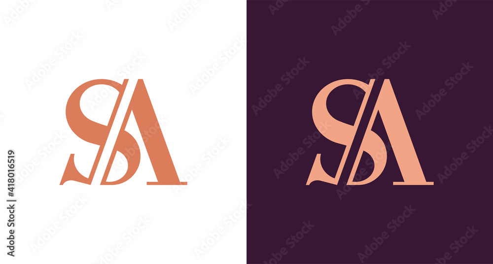 elegant and classy letter SA monogram, luxury SA initial letter Mark ...