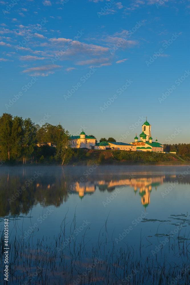 Sunrise over the Holy Trinity Alexander Svirsky Monastery. Holy Trinity ...