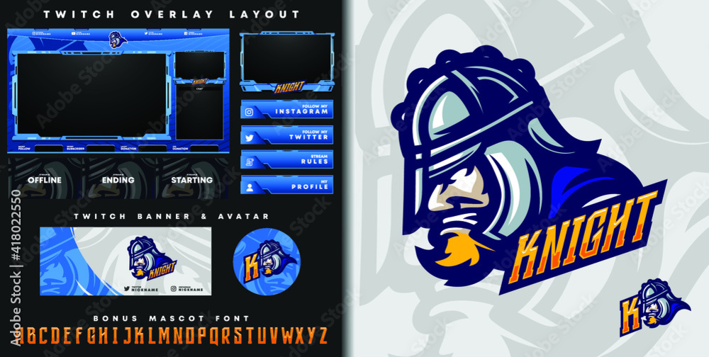 Vetor de e-sport logo and streamer template of knight perfect for e ...