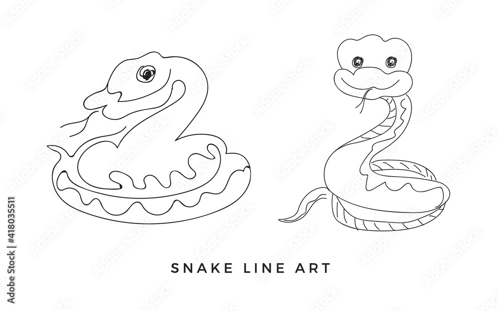 Cartoon snake outline Stock Vector | Adobe Stock