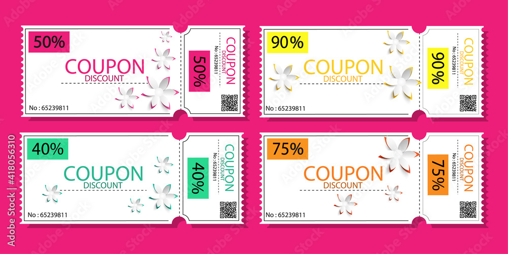 Coupon Card element template for graphics design.Coupon with Spring ...