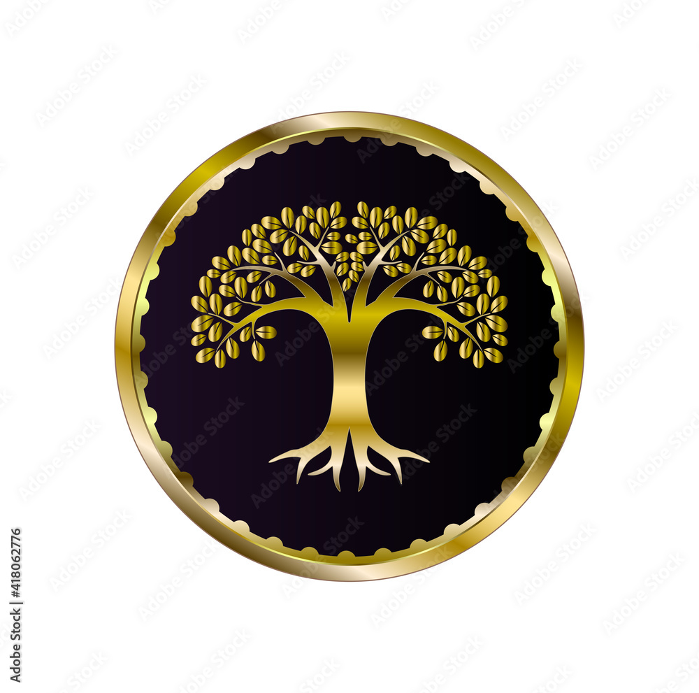 Printable tree logo design with gold and black colors Stock Vector ...