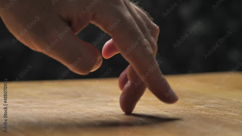 Men hand making standing person with fingers, a walking man. The ...