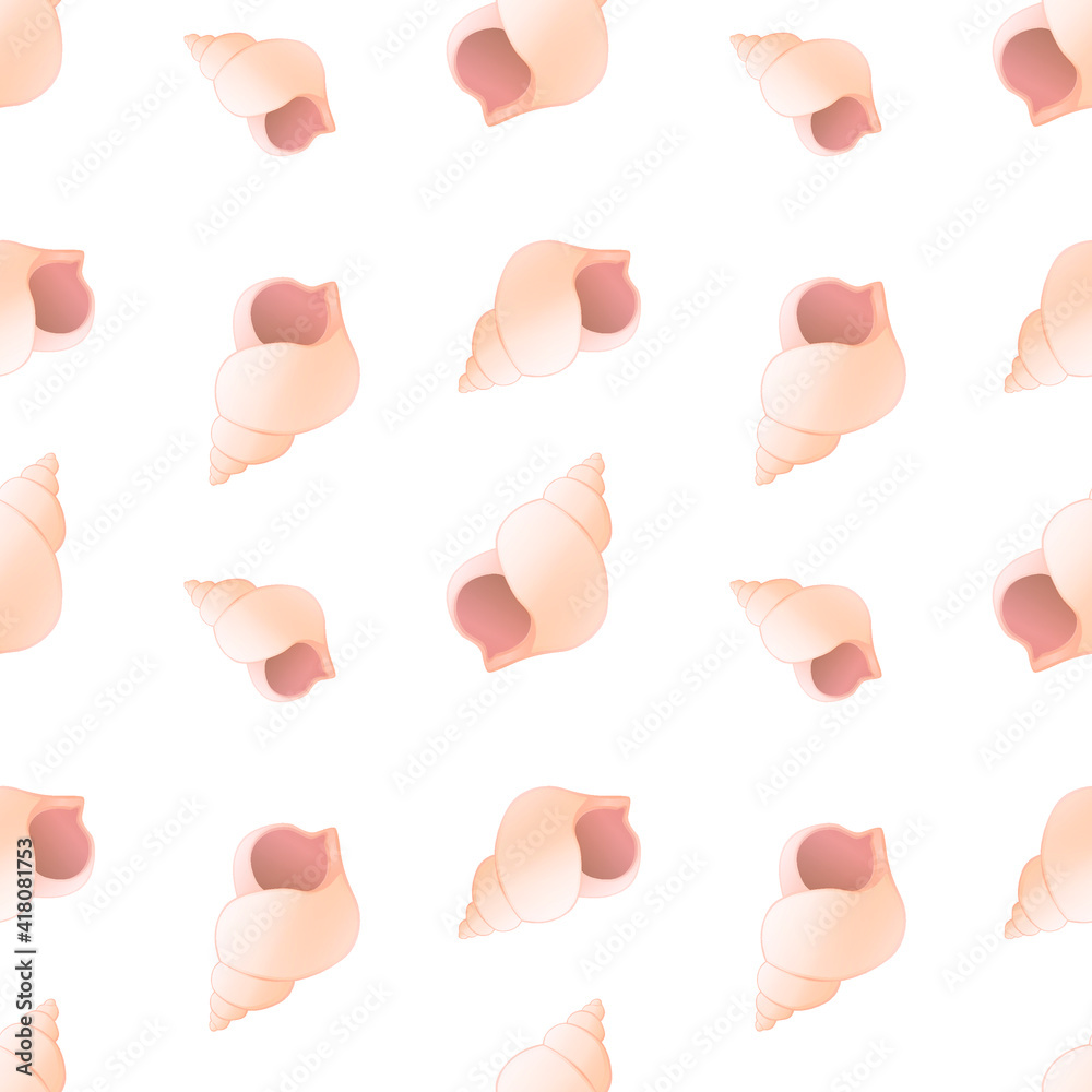 Spiral Shell Emoji Pattern.Beach Seashell Seamless Background Symbols ...