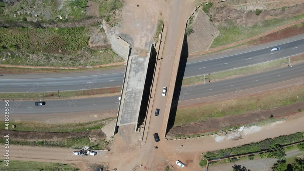 Road interchange in Kibera kenya, Cars moving in the interchange of ...