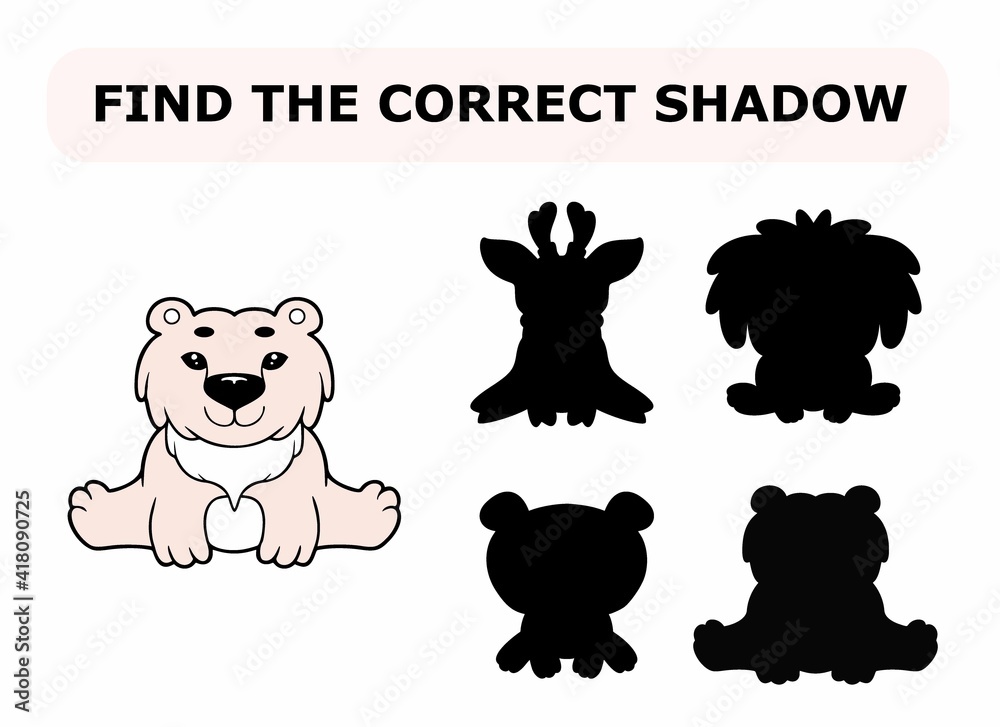Vector illustration of shadow matching game for children. Vector ...