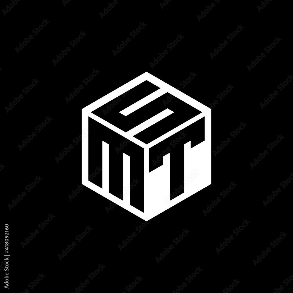 MTS letter logo design with black background in illustrator, cube logo ...