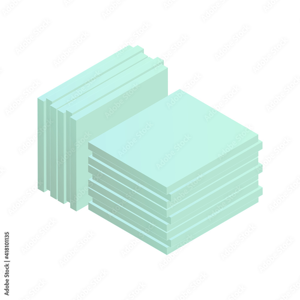 Isometric vector illustration wall gypsum board isolated on white ...