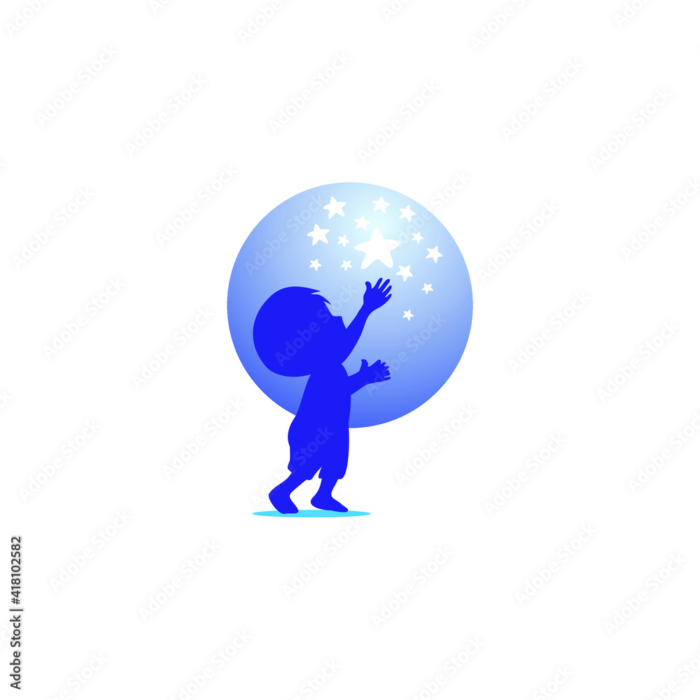 Kids Play with star logo vector, Children dream logo designs template ...