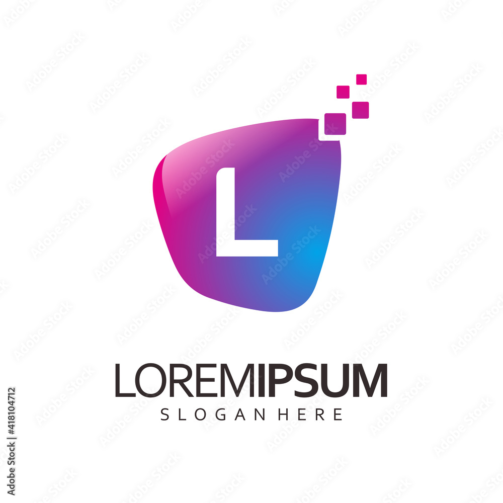 initial L logo design with digital symbol Stock Vector | Adobe Stock