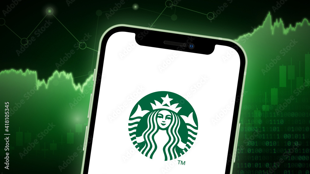 Starbucks stock market vector illustration, with iPhone splash screen ...