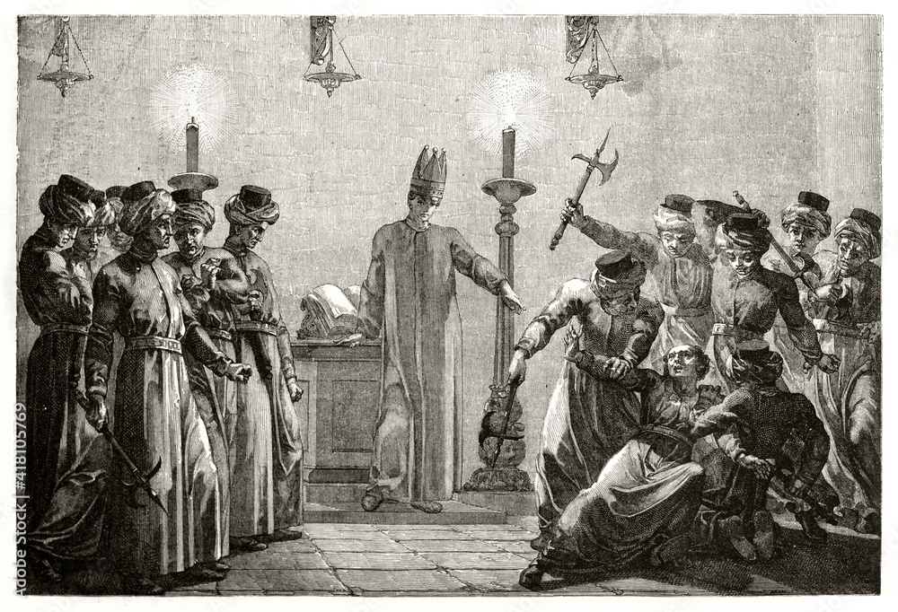 ภาพประกอบสต็อก Mormon priest order a holy murder to his fanatic ...