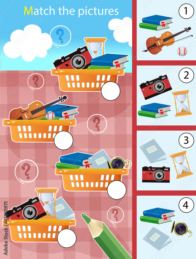 Matching game, education game for children. Puzzle for kids. Match by ...