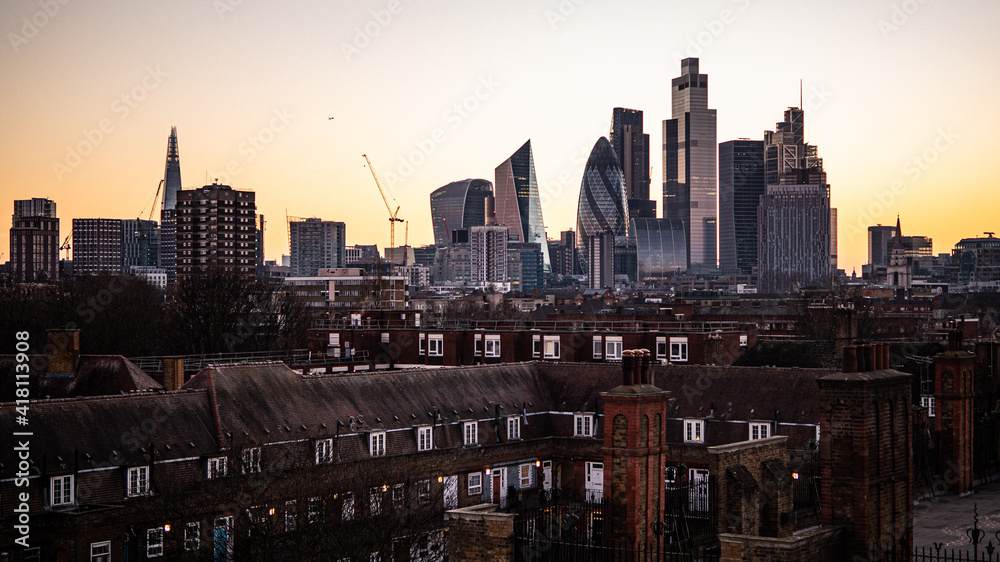 London City skyline, Rooftop city view, the rich poor divide, financial ...