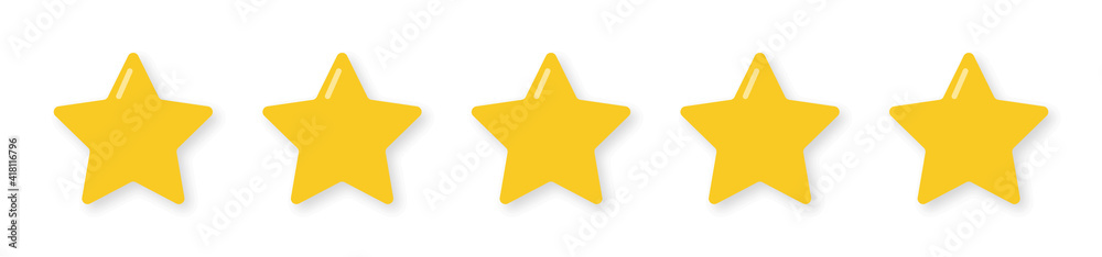 Star icon collection. Blank star vector icons set with shadow. Yellow ...