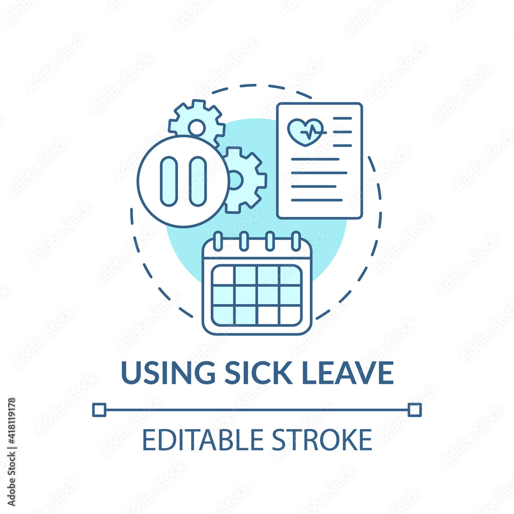 Using sick leave concept icon. Paid time off from work idea thin line ...