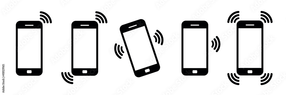 Smartphone signal icons set. Vibration phone call sign. Mobile ...