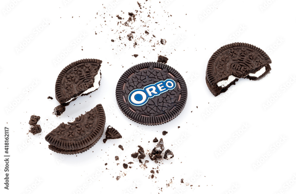 ROSTOV ON DON, RUSSIA-February 25, 2021 - Oreo cookies with crumbs on a ...