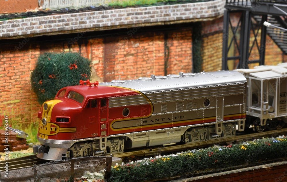 Florence, ITALY - February 2021: Miniature railway model with trains ...