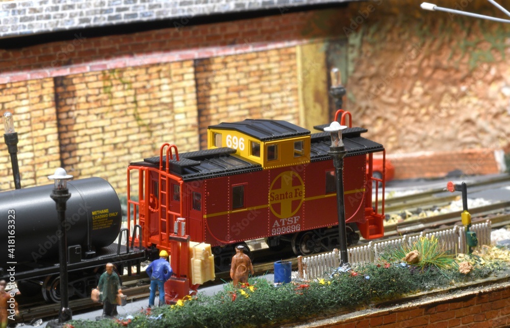 Florence, ITALY - February 2021: Miniature railway model with trains ...