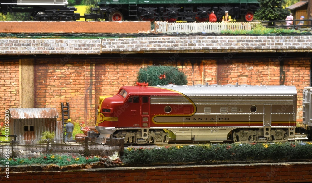 Florence, ITALY - February 2021: Miniature railway model with trains ...