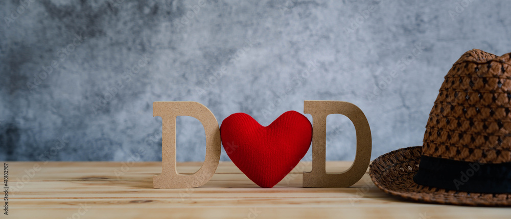 Objects on the table of Happy Fathers day holiday background concept ...