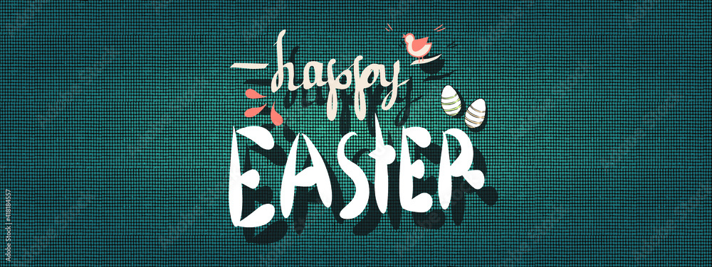 Easter. Rectangular banner with the words "Happy Easter" in the center ...