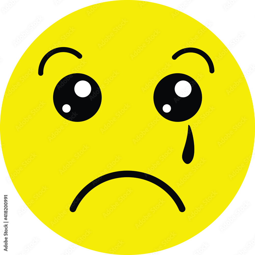 Cute social media Emoji crying face on isolated white background Stock ...