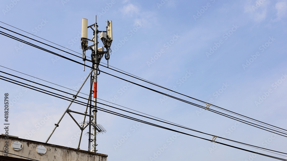Telecommunication towers. A device for transmitting wireless 4 G or 5 G ...