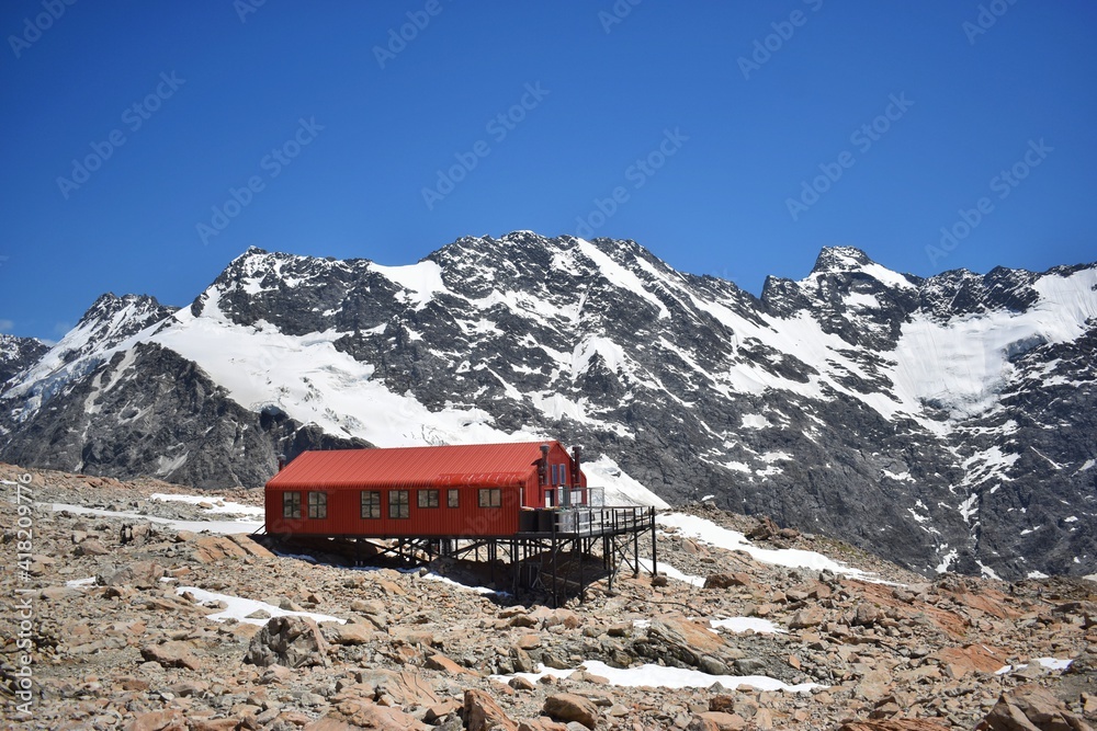 New Zealand, the Mueller Hut is an alpine hut in Aoraki/Mount Cook ...