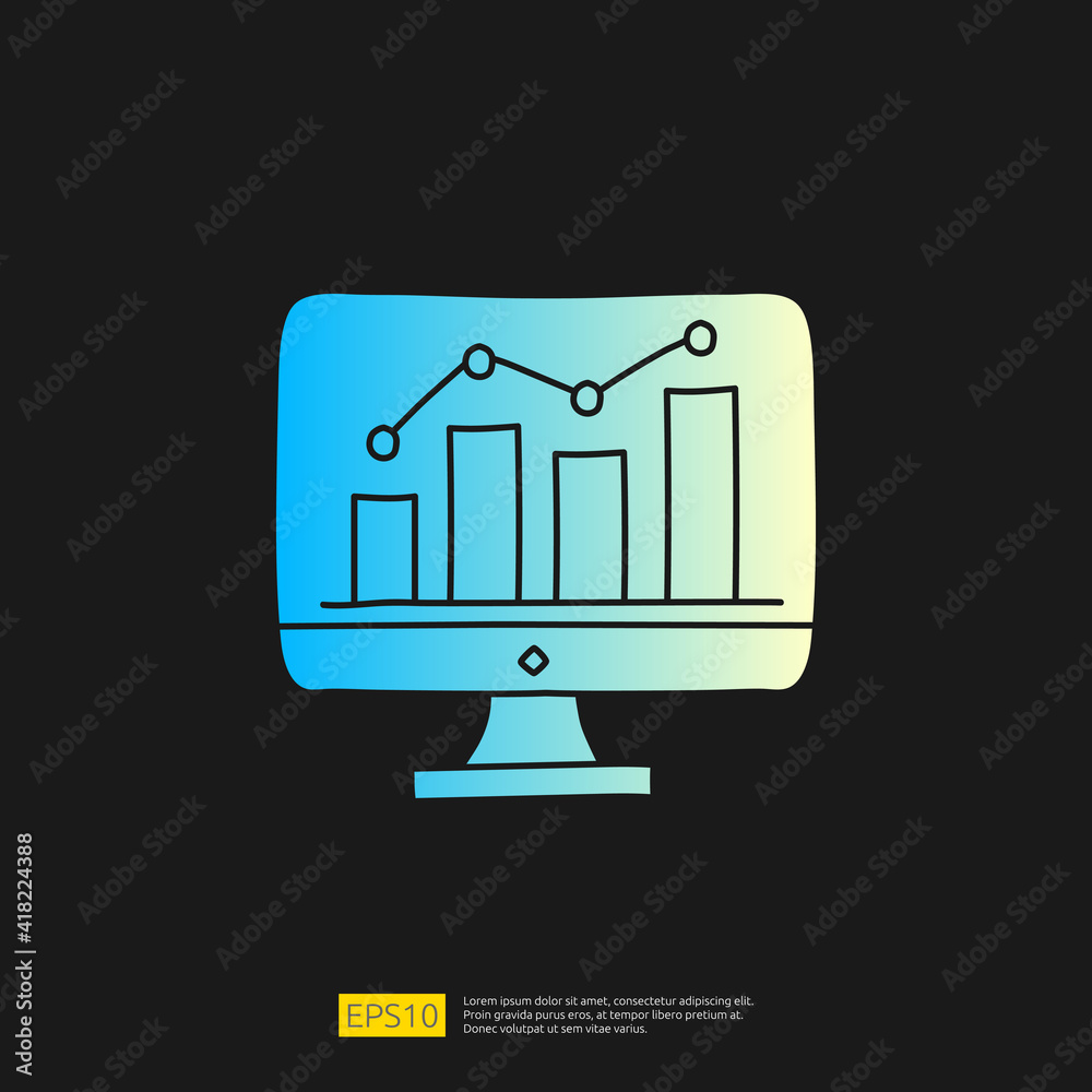 data collection and analysis concept doodle gradient glyph icon graphic ...