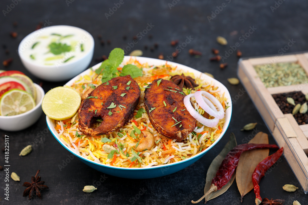 Fish biryani , Spicy and delicious Malabar biryani or Hyderabadi ...