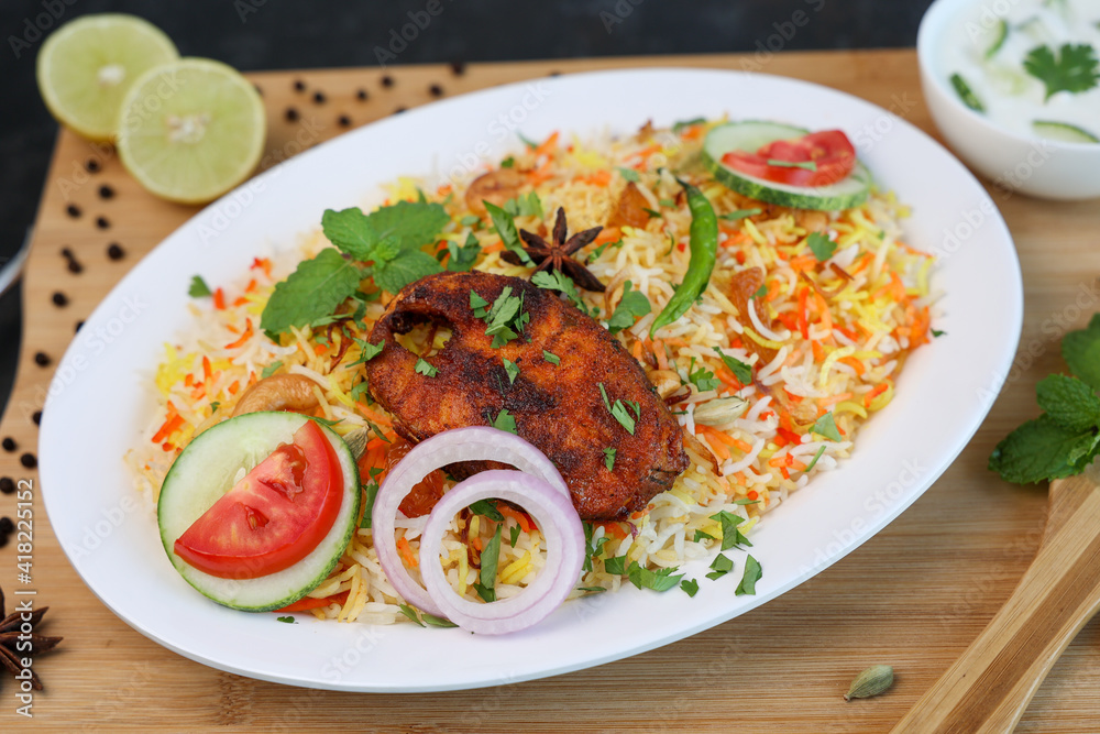 Fish biryani , Spicy and delicious Malabar biryani or Hyderabadi ...