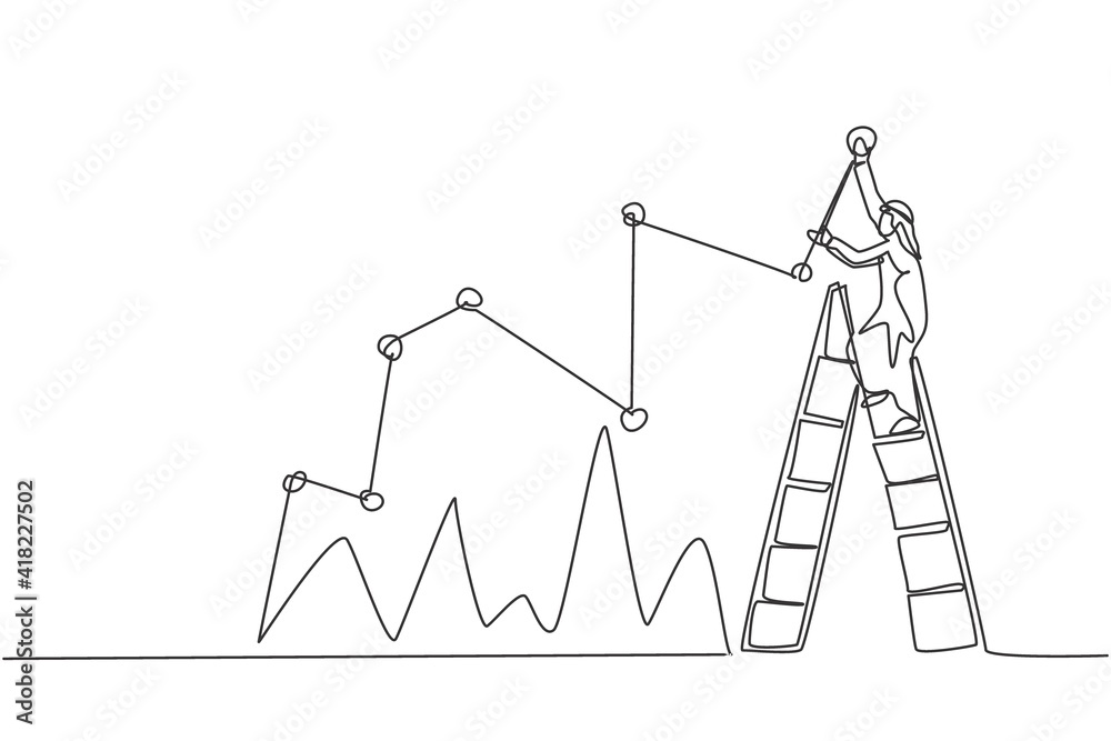 Single continuous line drawing of young Arabian businessman reporting ...