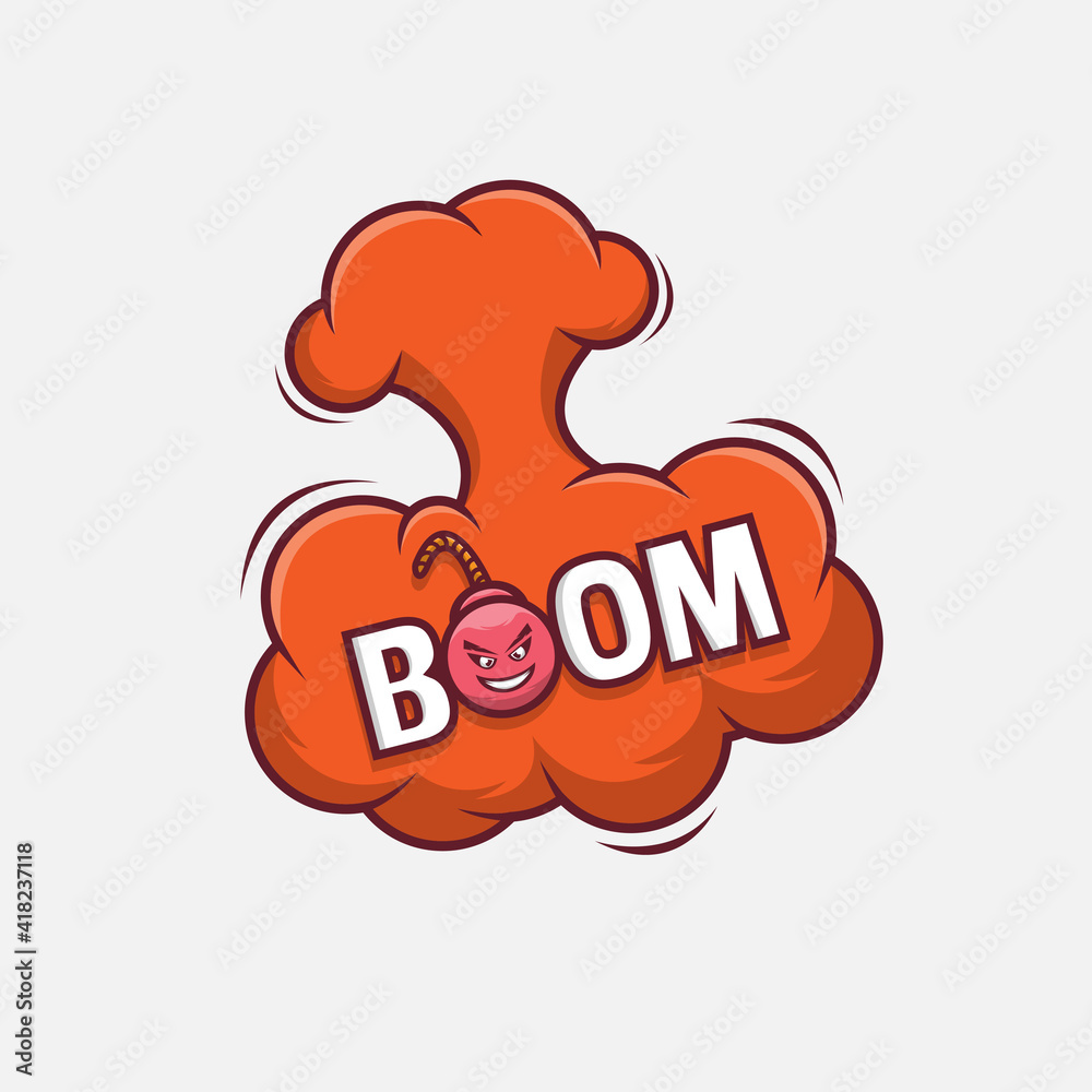 cartoon bomb explosion vector illustration design. flat cartoon style ...