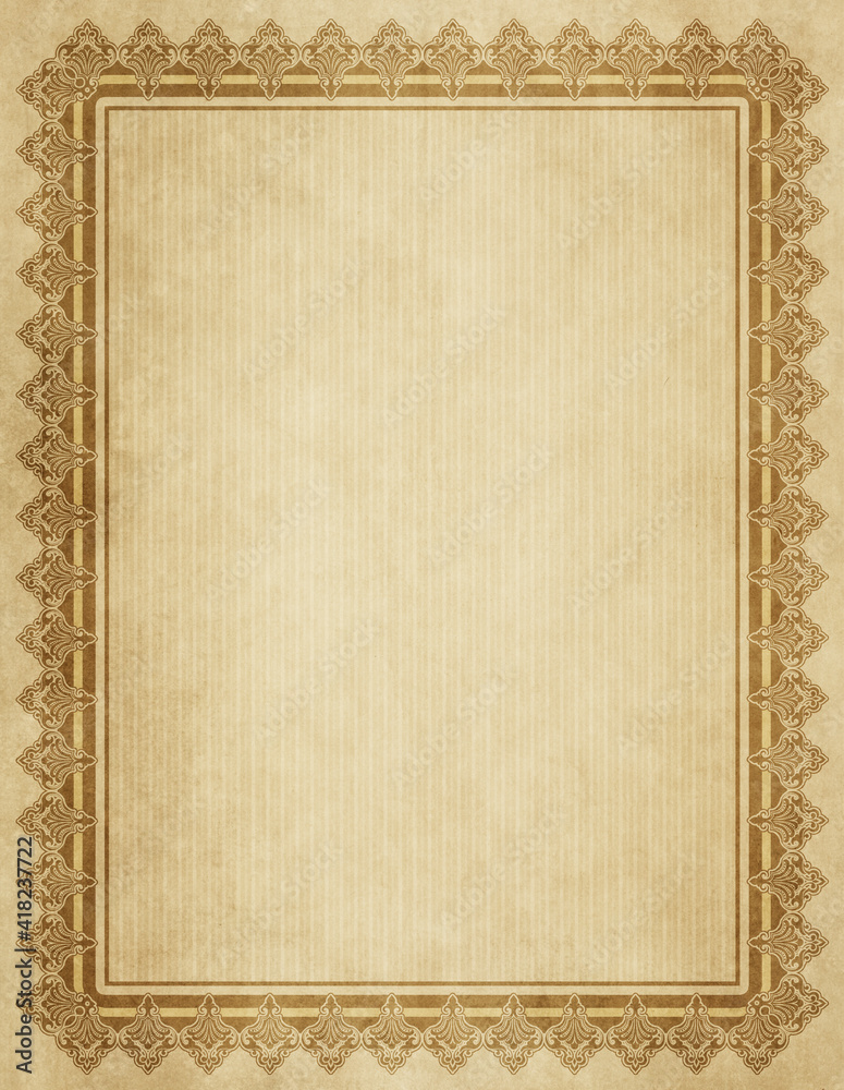 Old paper background with decorative vintage border. Stock Illustration ...