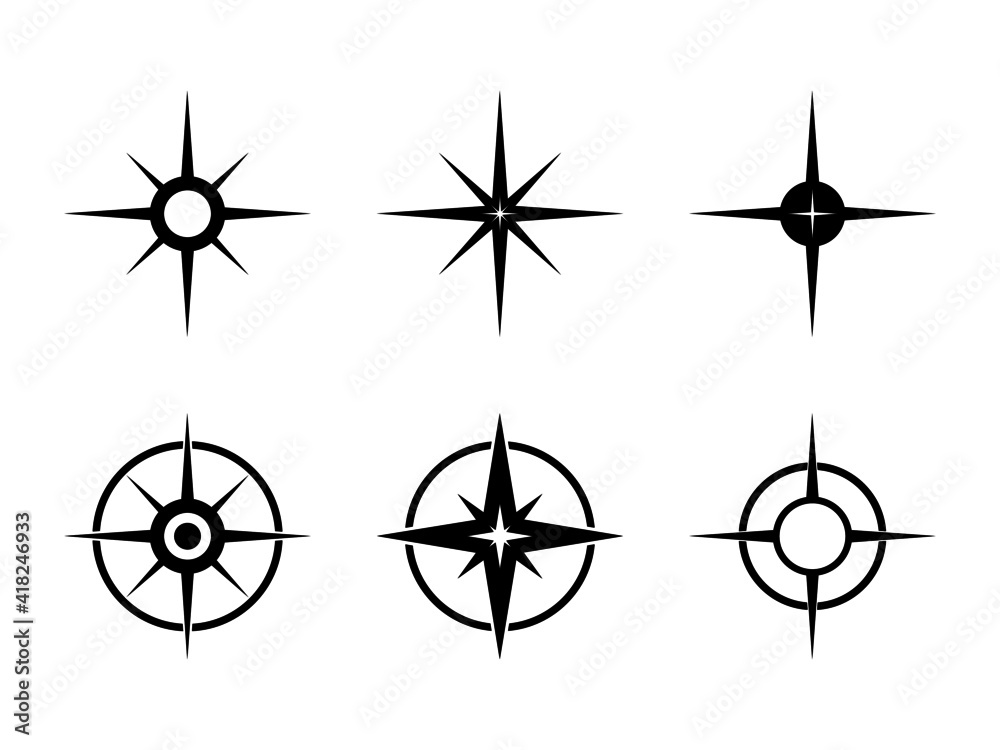 Black compass symbol set for mapping Stock Vector | Adobe Stock