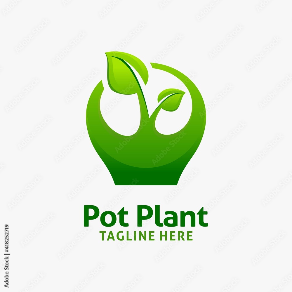 Pot plant logo design Stock Vector | Adobe Stock