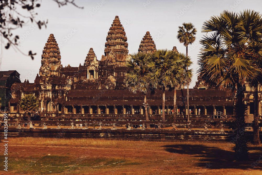 Stone ruins of Angkor Wat temple complex largest religious monument and ...