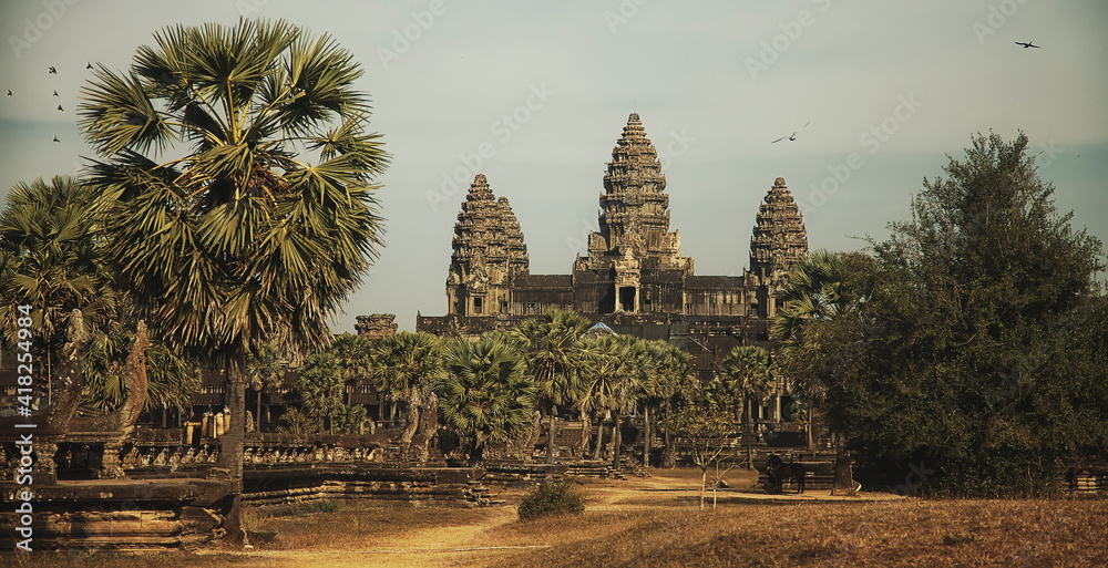 Stone ruins of Angkor Wat temple complex largest religious monument and ...