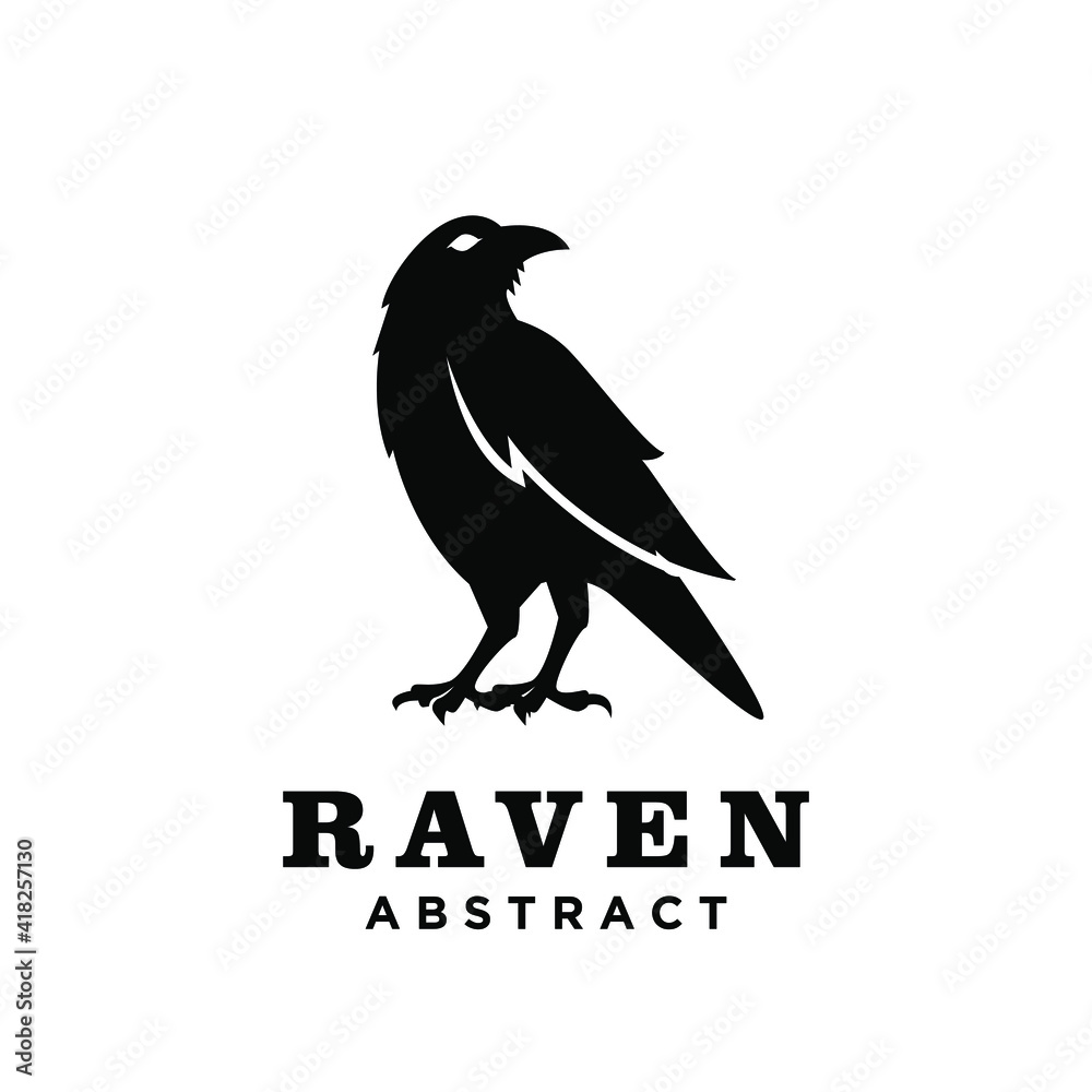 Black Raven logo icon design Stock Vector | Adobe Stock