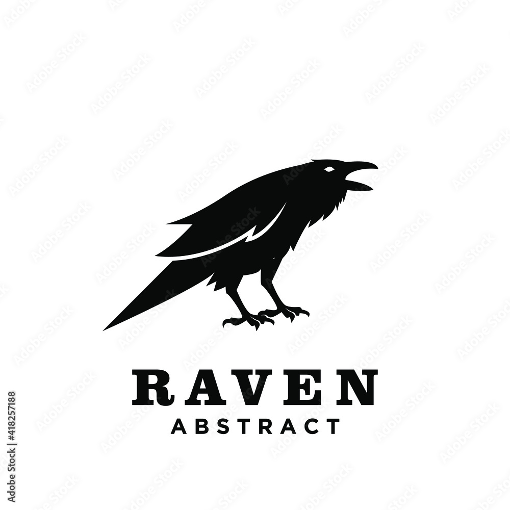 Black Raven logo icon design Stock Vector | Adobe Stock