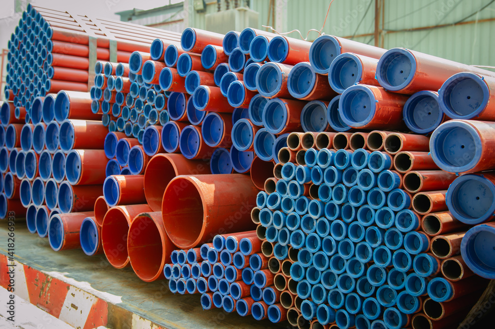 Red steel pipes for fire fighting system and extinguishing water lines ...
